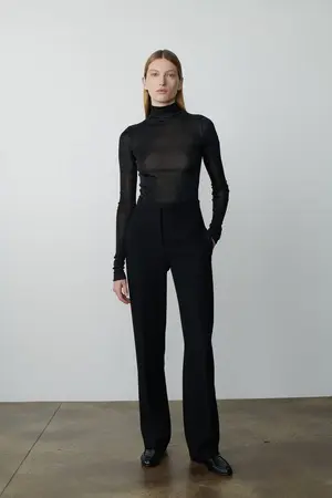 THE ROW Embossed Detail Tailored Slim Wool Silk Pants