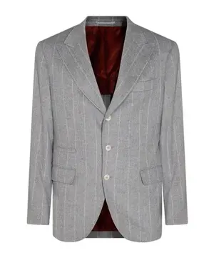 Brunello Cucinelli Single Breasted Tailored Blazer - Grey