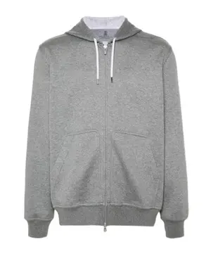 Brunello Cucinelli Long Sleeve Zip-up Hooded Sweater