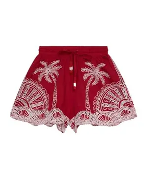 Farm Rio Embroidered Palm Tree Shorts