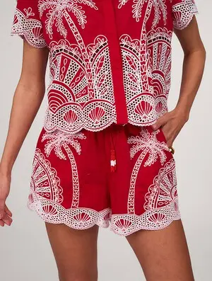 Farm Rio Embroidered Palm Tree Shorts