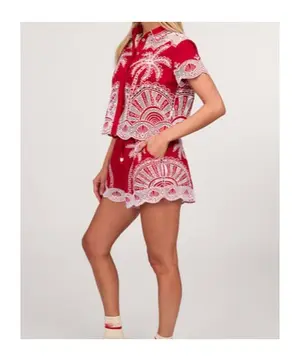 Farm Rio Embroidered Palm Tree Shorts