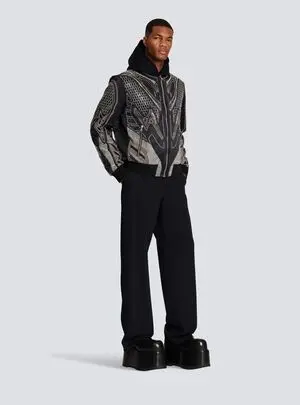 Balmain Studded Nylon Bomber Jacket