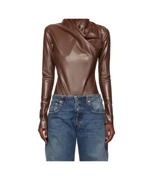 MUGLER Draped Long-sleeved Top