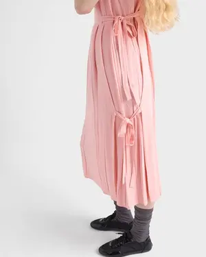 Prada Embroidered Marocain Crepe Dress