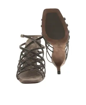 Brunello Cucinelli Crossover Strap Embellished High Heel Sandals