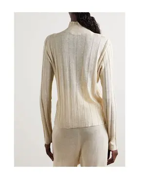 THE ROW High Collar Ribbed Knit Jumper