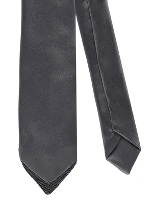 Brunello Cucinelli Rhinestone-detail Stretch-silk Tie