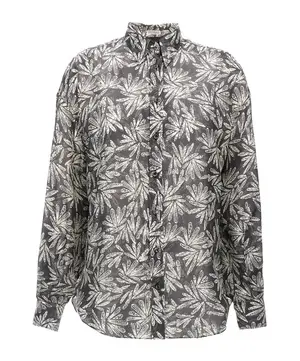 Brunello Cucinelli Printed Curved Hem Shirt