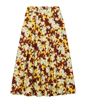 Ulla Johnson Pleated Floral Print Midi Skirt