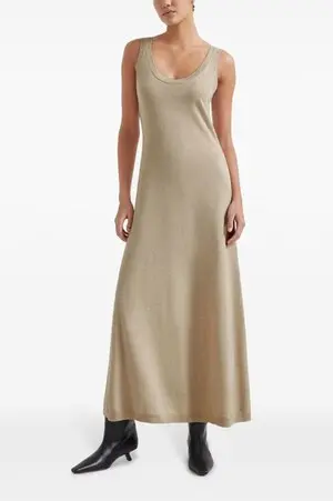 Brunello Cucinelli Sleeveless Knitted Maxi Dress With Rib Details