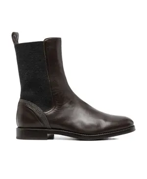 Brunello Cucinelli Monili-chain Almond-toe Ankle Boots
