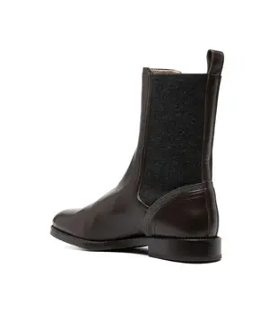 Brunello Cucinelli Monili-chain Almond-toe Ankle Boots