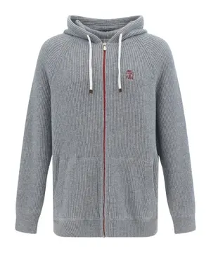 Brunello Cucinelli Logo Embroidered Zip-up Cardigan