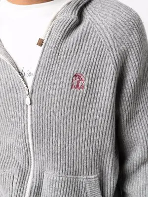 Brunello Cucinelli Logo Embroidered Zip-up Cardigan