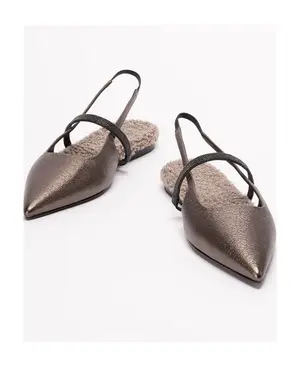 Brunello Cucinelli Pointed Flat Slingback Shoes