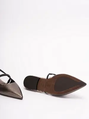 Brunello Cucinelli Pointed Flat Slingback Shoes
