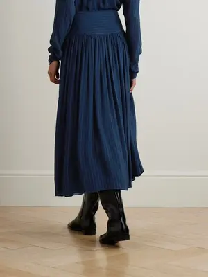 JOSEPH Santos Pinstriped Midi Skirt - Indigo