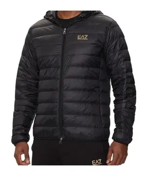EA7 Quilted Hooded Jacket With Zip Fastening