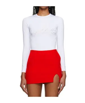 PUSHBUTTON Crew Neck Long-sleeved T-shirt With Rhinestone Logo