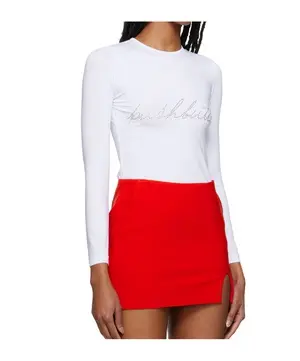 PUSHBUTTON Crew Neck Long-sleeved T-shirt With Rhinestone Logo