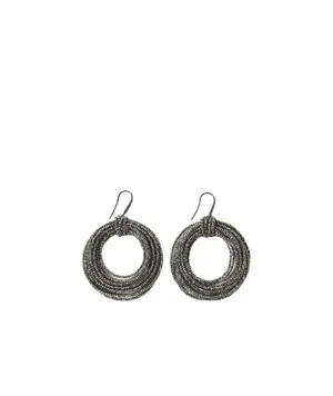 Brunello Cucinelli Beaded Hoop Earrings - Black