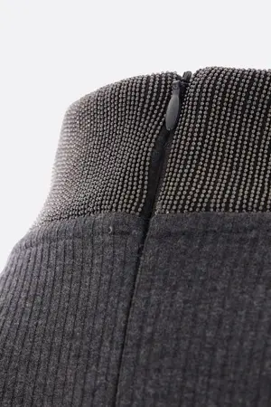Brunello Cucinelli Monili Detailed Mock Neck Ribbed Top