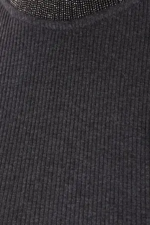 Brunello Cucinelli Monili Detailed Mock Neck Ribbed Top