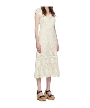 Gabriela Hearst V-neck Dress With Cap Sleeves And Scalloped Hem