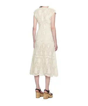 Gabriela Hearst V-neck Dress With Cap Sleeves And Scalloped Hem