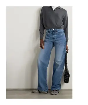 Brunello Cucinelli High Waist Wide Leg Jeans With Monili Embellishment