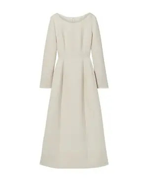 THE ROW Logo Collar Wool Silk Blend Mid-length Dress