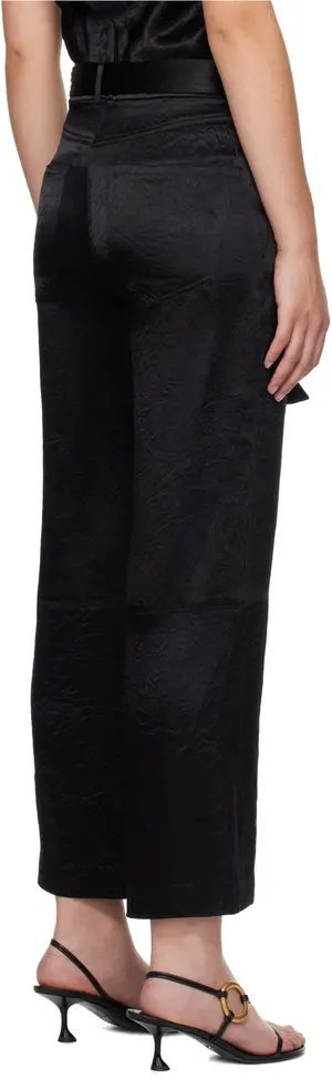 Nanushka Husna Belted Crinkled Satin Pants