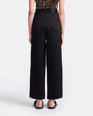 Nanushka Husna Belted Crinkled Satin Pants