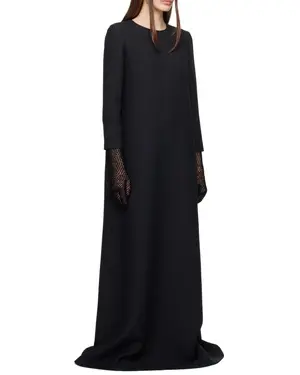 THE ROW Long-sleeved Wool Silk Blend Maxi Dress
