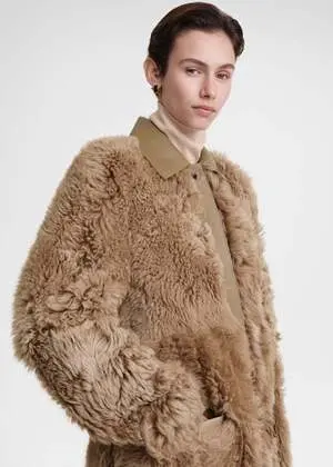 TOTEME Shearling Single-breasted Maxi Coat