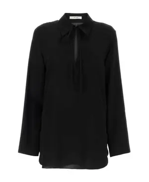 THE ROW Long-sleeved Tie-detailed V-neck Top