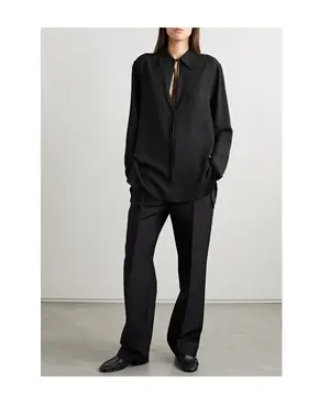 THE ROW Long-sleeved Tie-detailed V-neck Top