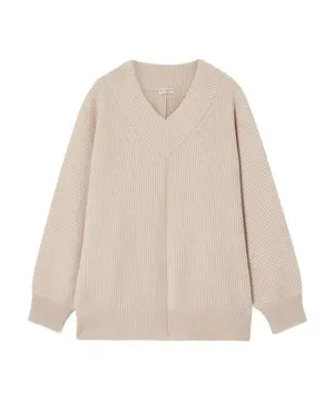 Brunello Cucinelli Long Sleeve V-neck Ribbed Sweater