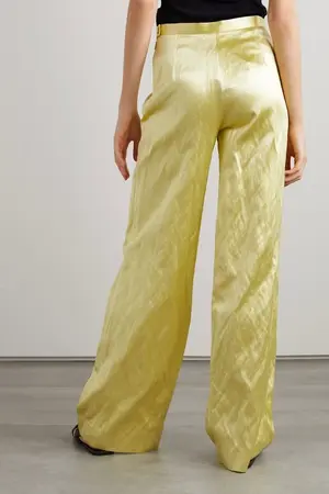 THE ROW Rogina Metallic Pleated Wide-leg Pants