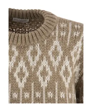 Brunello Cucinelli Jacquard Motif Knitted Jumper With Sequin Details