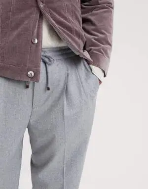 Brunello Cucinelli Pleated Tapered Leg Trousers - Grey