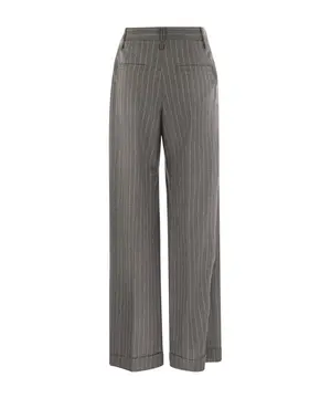 Brunello Cucinelli Pinstriped Wide-leg Trousers - Medium Gray