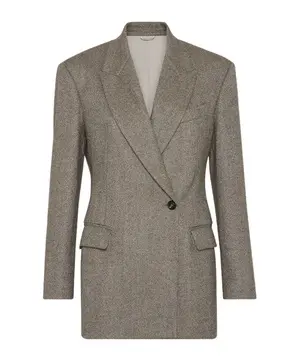 Brunello Cucinelli Double-breasted Herringbone Tailored Blazer