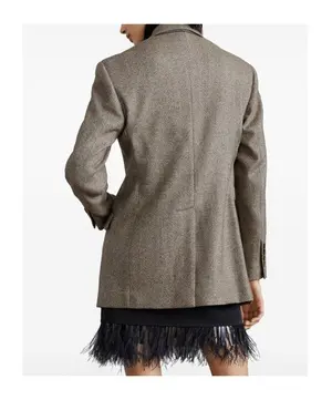 Brunello Cucinelli Double-breasted Herringbone Tailored Blazer