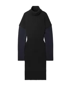 THE ROW High Lapel Long Sleeve Dress