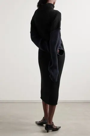 THE ROW High Lapel Long Sleeve Dress