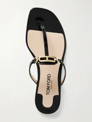 TOM FORD Whitney Logo-embellished Patent Leather Thong Sandals