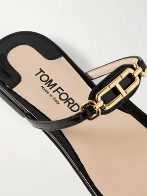 TOM FORD Whitney Logo-embellished Patent Leather Thong Sandals