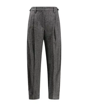 Brunello Cucinelli Herringbone Cropped Pleated Trousers